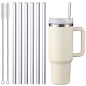 12 Pack, [DISHWASHER SAFE] Replacement Straws for Stanley 40 oz 30 oz 20 oz 14oz Cup Tumbler, High Clear Reusable Straws with 2 Cleaning Brushes, Food Grade Plastic, Compatible Accessories for Stanley