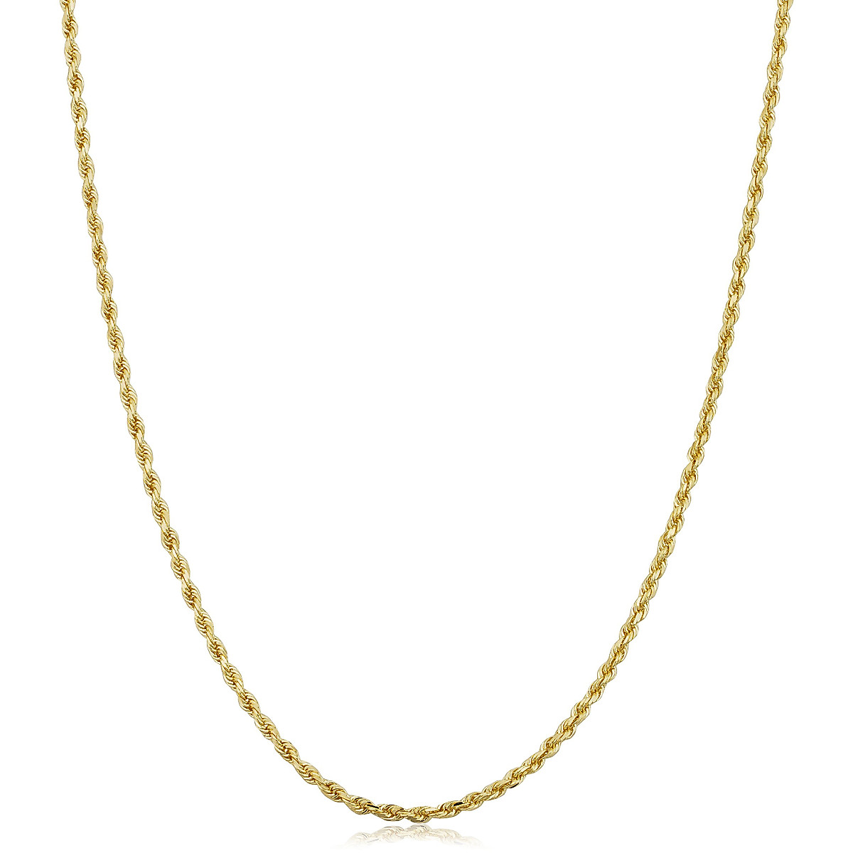 Kooljewelry 14k Yellow Gold Rope Chain Necklace (1.6 mm 20 inch)