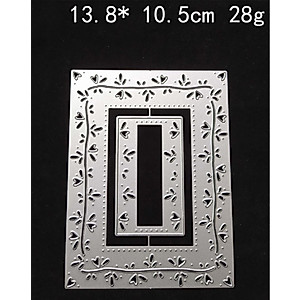 Ammsochy Cutting Dies Metal Stencils Scrapbooking Tools Flowers Lace Frame DIY Embossing Template for Paper Card Making Album Arts Crafts Supplies (Rectangle Love line frame-13.8x10.5cm)