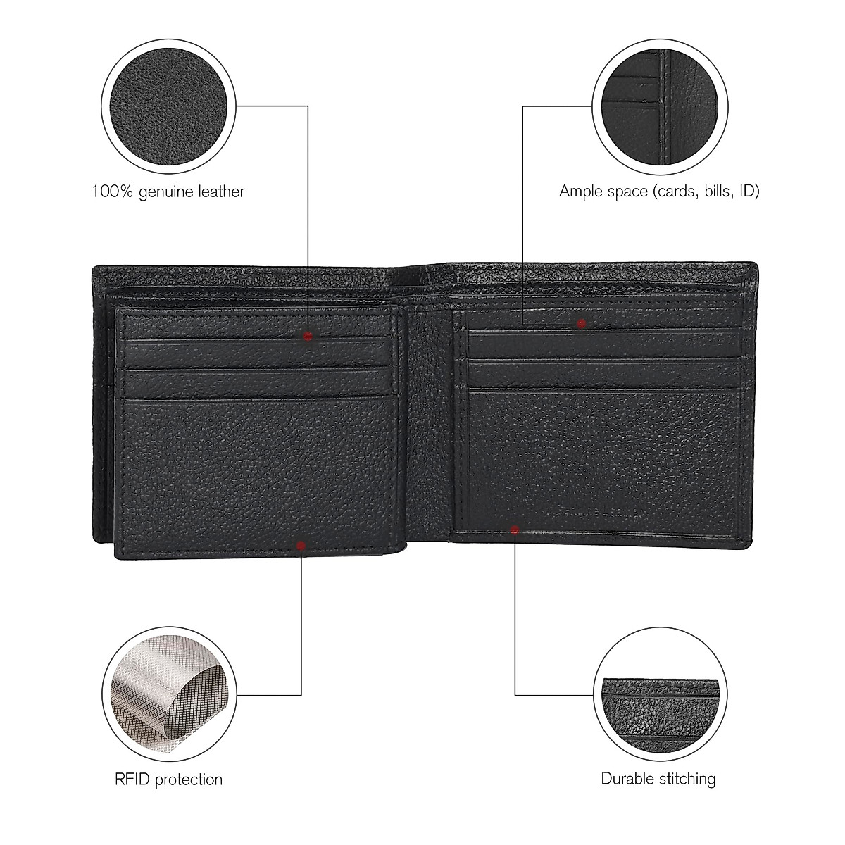 ESTALON Thin Leather Wallet For Men | Minimalist Design | Multiple Card Holder | RFID Blocked (Coal)