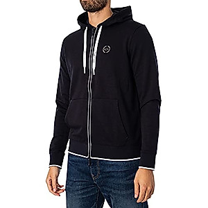 A|X ARMANI EXCHANGE mens Basic Zip Up Hoodie With Chest Logo Hooded Sweatshirt, Navy, XX-Large US