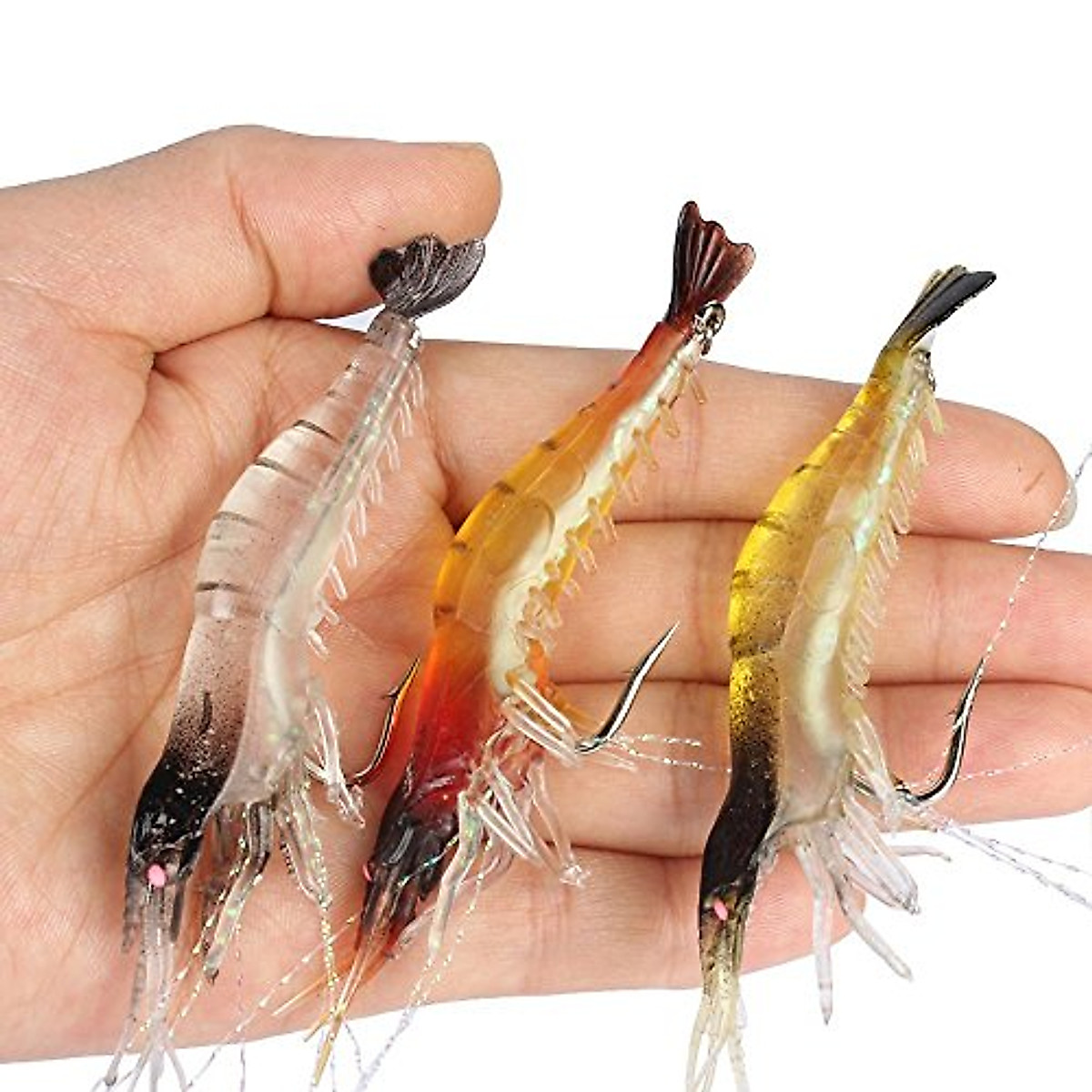 Goture Soft Lures Shrimp Bait Set, Freshwater/Saltwater, Trout Bass Salmon, 12 Piece