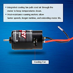 Globact Rc Motor 550 21T Brushed Motor for 1/10 RC Scale Rock Crawler Car TRX4 TRX6 Redcat Axial SCX10 SCX10II AXI03007 JL 90046 RC4WD D90