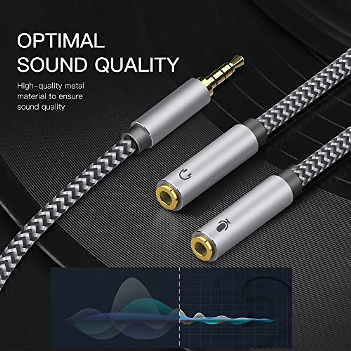 MORELECS Long Headset Splitter Cable 5 ft, 3.5mm Male to 2 Dual 3.5mm Female Headphone Mic Headset Adapter for Gaming Headset to PC, Headphone Splitter with Separate Microphone and Headphone Jack