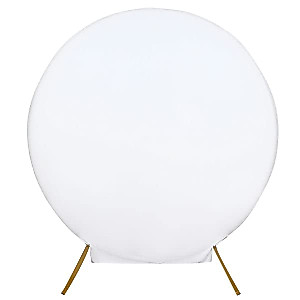 Efavormart 7.5ft White 2-Sided Spandex Fit Round Wedding Arch Backdrop Cover