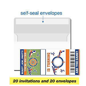 VAHATAN Dart War Birthday Party Invitations 20 Pack Dart War Ticket Invitations with Envelopes Invites Cards for Birthday Party