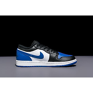 Jordan Men's Air 1 Low White/Royal Blue-Black-White (553558 140) - 12