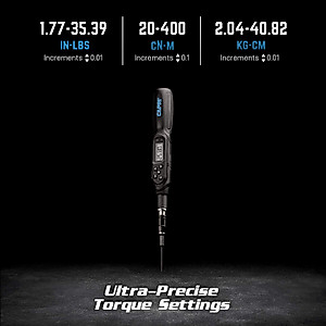 Capri Tools Digital Torque Screwdriver, Dual Direction, 1.77-35.39 in. lbs./20-400 cNm/2.04-40.82 kg-cm, 26000