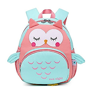 SUN EIGHT Toddler Backpack for Girls Kids Backpack Cute 3D Cartoon School Bag for Baby Girl Boy 1-5 Years（Owl