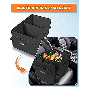 MIKKUPPA Car Trunk Organizer - Suv Trunk Organizer Oxford Material Car Trunk Organizer Trunk Storage Box with Handle, Multi-Compartment Foldable, for SUV Auto Truck Van with Non-Slip Bottom (Black)