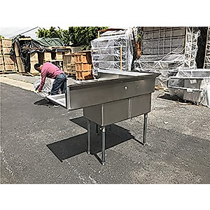 Commercial Kitchen Corner Sink 3 Compartment Stainless Steel NSF with Right and Left Drainboards，Splashboard