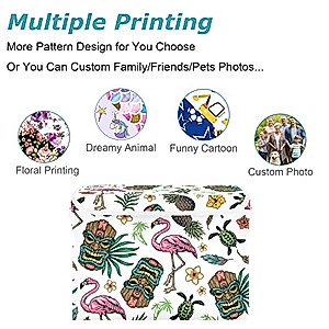 CaTaKu Ethnic Flamingo Turtle Storage Bins with Lids and Handles, Fabric Large Storage Container Cube Basket with Lid Decorative Storage Boxes for Organizing Clothes