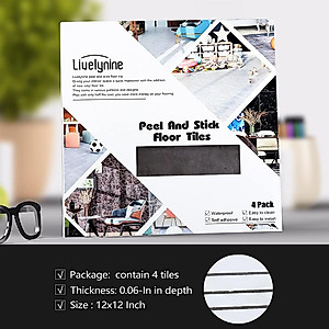 Livelynine Charcoal Peel and Stick Floor Tile Bathroom Flooring Grey Vinyl Flooring Waterproof Laminate Flooring Peel and Stick on Floor Tiles for Kitchen Basement Sticky Covering 12X12 in 4 Sheets