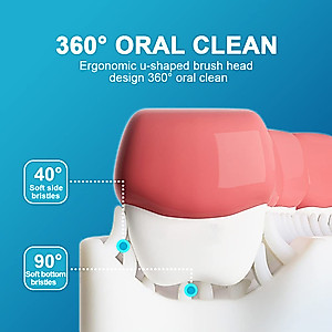 Mespirit 2Pcs Kids U-Shaped Toothbrush,Food Grade Soft Silicone Brush Head, 360° Oral Teeth Cleaning Design,Suitable for Children aged2-6