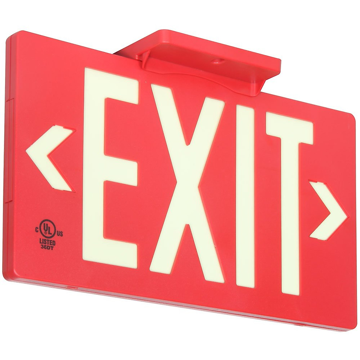 UL Listed 50 foot Jessup Glo Brite 7050-B 8.75-x-15.5-Inch Single Sided Exit Sign with Frame, Red (Mounts 4 ways, includes bracket and arrows)