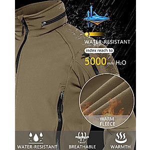 TACVASEN Men's Waterprooft Ski Snow Jacket Hiking Military Hunting Outdoor Jacket Khaki, M