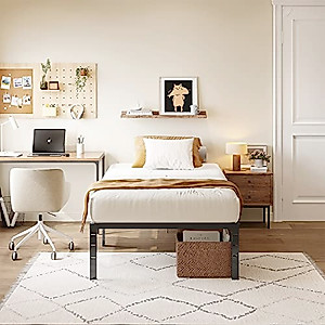 Vengarus 18 Inch Tall Twin XL Bed Frame,Platform Bed Frame with Steel Slat -No Box Spring Needed,Easy Assembly,Under Bed Storage,Non-Slip Mattress Foundation,Twin XL Size Bed Frame,Black