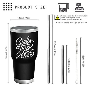 Girls Trip 2025 Gym Tumbler With Lids,Gifts For Mothers,Stainless Steel Wine Tumbler With Lid For Home