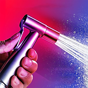 Hand Helds Bidet Sprayer with 5FT Hose, Adjustable Water Pressure Control Sprayer for Toilet Bathroom Cloth, Toilet Bidet Sprayer for Intimates Care Baby Wash Bathroom Yard Accessories (Silver)