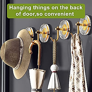 Wall Hooks for hanging heavy duty, 4 Pack Over the Door Hooks Shower Towel Hooks Coat Hooks Wall Mounted,Damage Free Adhesive Hooks,Gold Hooks for Bathroom Bedroom Kitchen Door Garage Closet - Gold