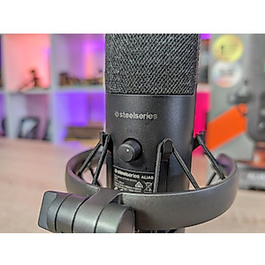 SteelSeries Alias USB Mic for PC — 3x Bigger Capsule for Gaming, Streaming and Podcasting — Sonar for Streamers Audio Software — AI Noise Cancelling — LED (Renewed)