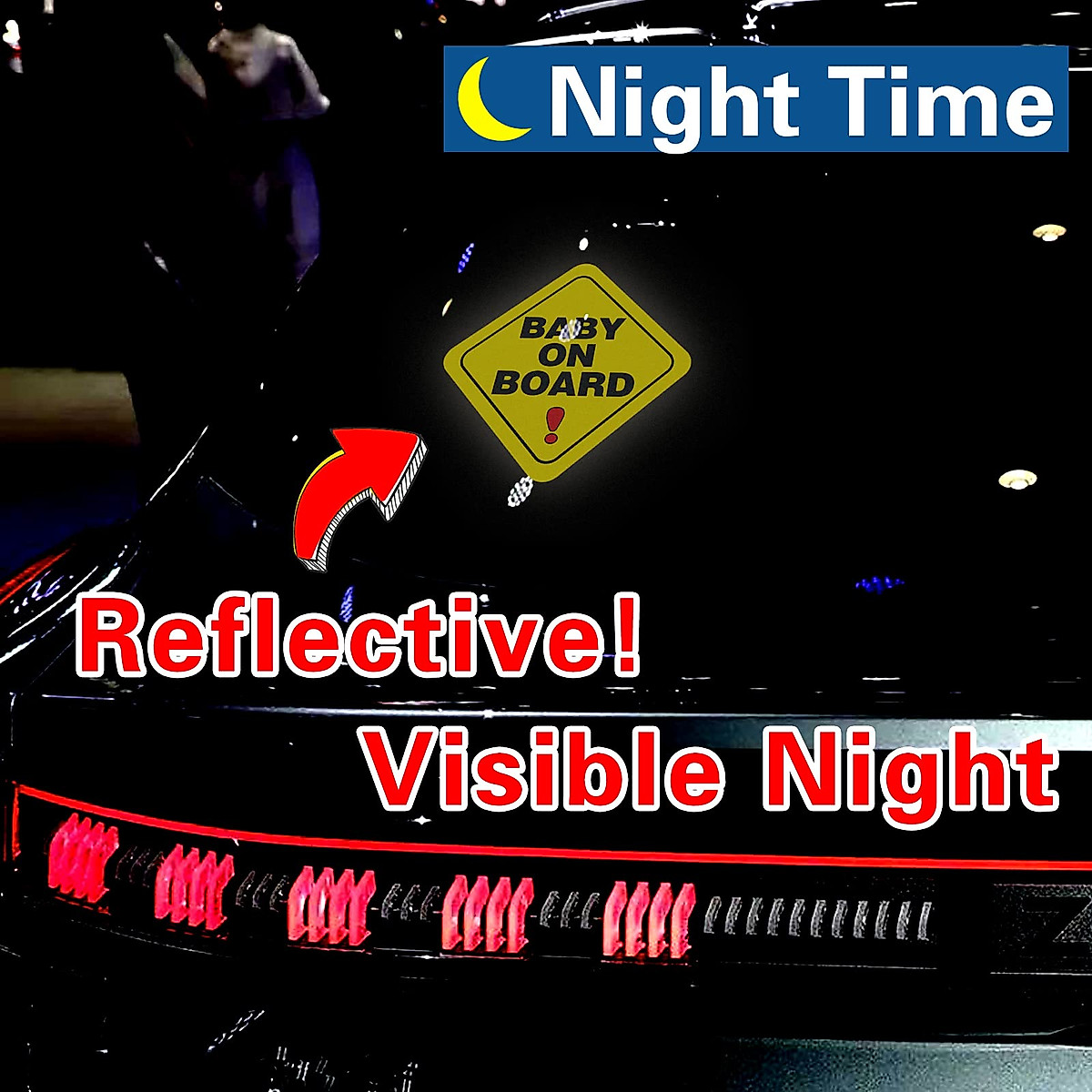 Baby on Board Sticker Signs for Cars, Reflective Baby on Board Sticker for Cars,2PCS 5"