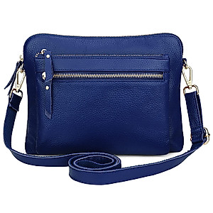 YALUXE Small Crossbody Bags for Women Real Leather Purse Crossover Sling Handbag Over the Shoulder Bag with 4 Zip Pockets