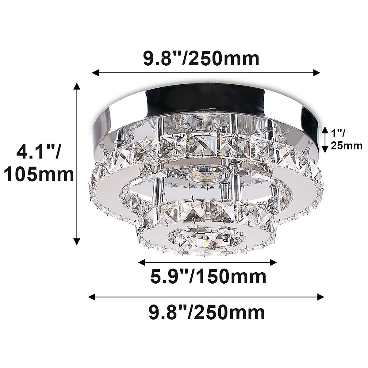 Cainjiazh Mini Chandelier LED Crystal Ceiling Light 2 Layers Flush Mount Ceiling Light Modern Chandelier Lighting for Hallway Staircase Kitchen Bathroom (Cool White)