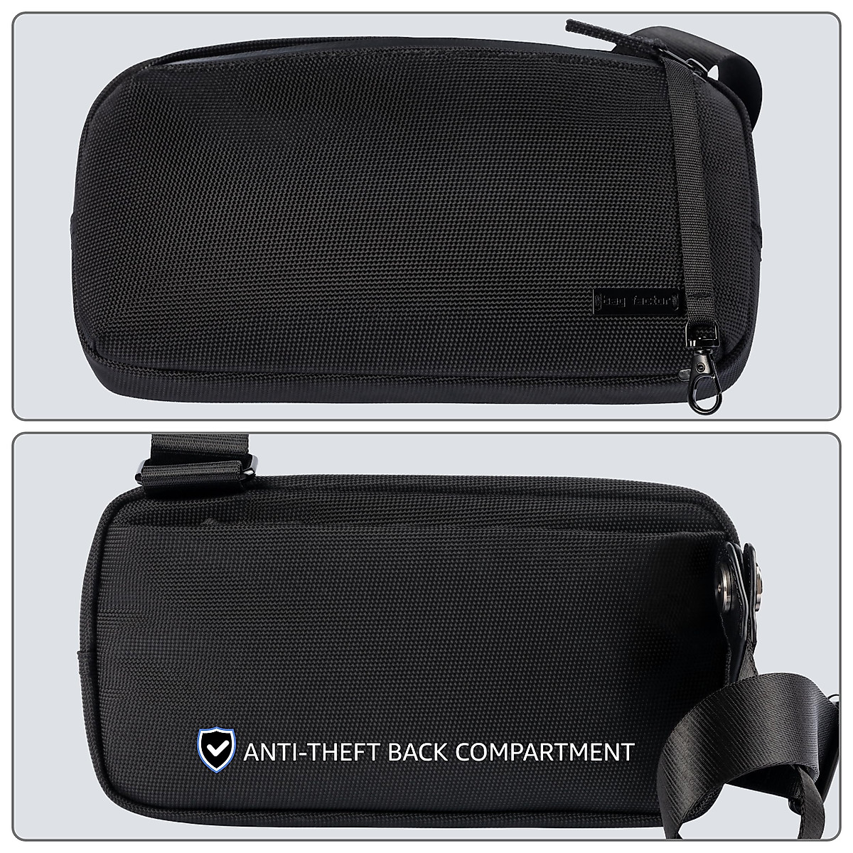 Bag Factor Small EDC Minimalist Crossbody Sling Bag for Men and Women – RFID Phone Bag Wallet – Chest Shoulder Backpack (Black)