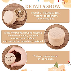 FINGERINSPIRE 3 Pcs Mini Round Wooden Box 1.8x1.4 inch Small Wooden Ring Box with Linen BurlyWood Ring Jewelry Earring Trinket Box DIY Wood Storage Container Case for Proposal Wedding Ring Storage