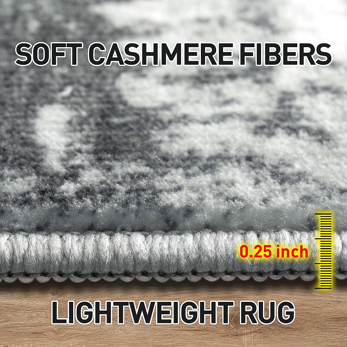 8x10 Area Rugs Washable Rug: Large Modern Abstract Living Room Rug Soft Anti-Skid Thin Carpet Indoor Floor Non-Shedding Carpets for Bedroom Dining Farmhouse Nursery Home Office Black Grey Gold