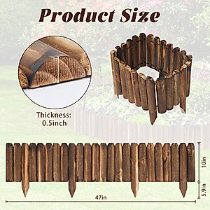 Gtouse Wooden Edging Fence, Garden Fencing Edging Border, Landscape Lawn Edging Border Anti-Corrosive Outdoor for Patio Yard Flower Tree Fence Decoration (9.8in × 3.9ft)