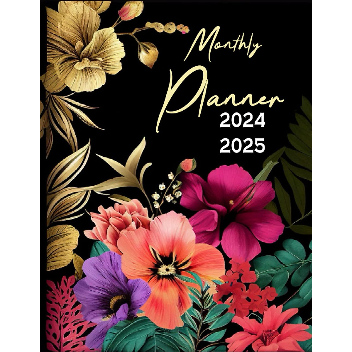 2024-2025 Monthly Planner: Large Floral Two 2 Year Agenda Organizer Diary - 24 Months Calendar | with Federal Holidays, To do list, Contact, Birthday & Password Log |