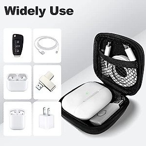 Woyinger Square Earbud Case Portable EVA Carrying Case Storage Bag Cell Phone Accessories Organizer with Carabiner for Earphone, Earbud, Earpieces, SD Memory Card, Camera Chips,Black