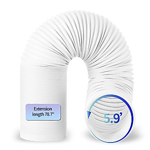 Portable Air Conditioner Exhaust Hose - 5.9 Inch Diameter, 78 Inch Length, Anti-Clockwise Thread