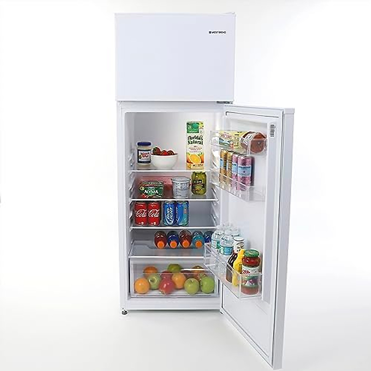 West Bend Apartment Refrigerator Freestanding Dual Door Slim Design Full Fridge with Top Freezer, Adjustable Mechanical Control, for Condo, House, Small Kitchen Use, 7.4-Cu.Ft, White