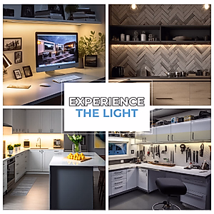 EShine Hand Wave Activated Under Cabinet LED Lighting Kit, Dimmable, 3-Pack 7 in - Touchless Dimming Control, White Under Counter Lights for Kitchen, Garage, Office, Hutch - Warm White (3000K)