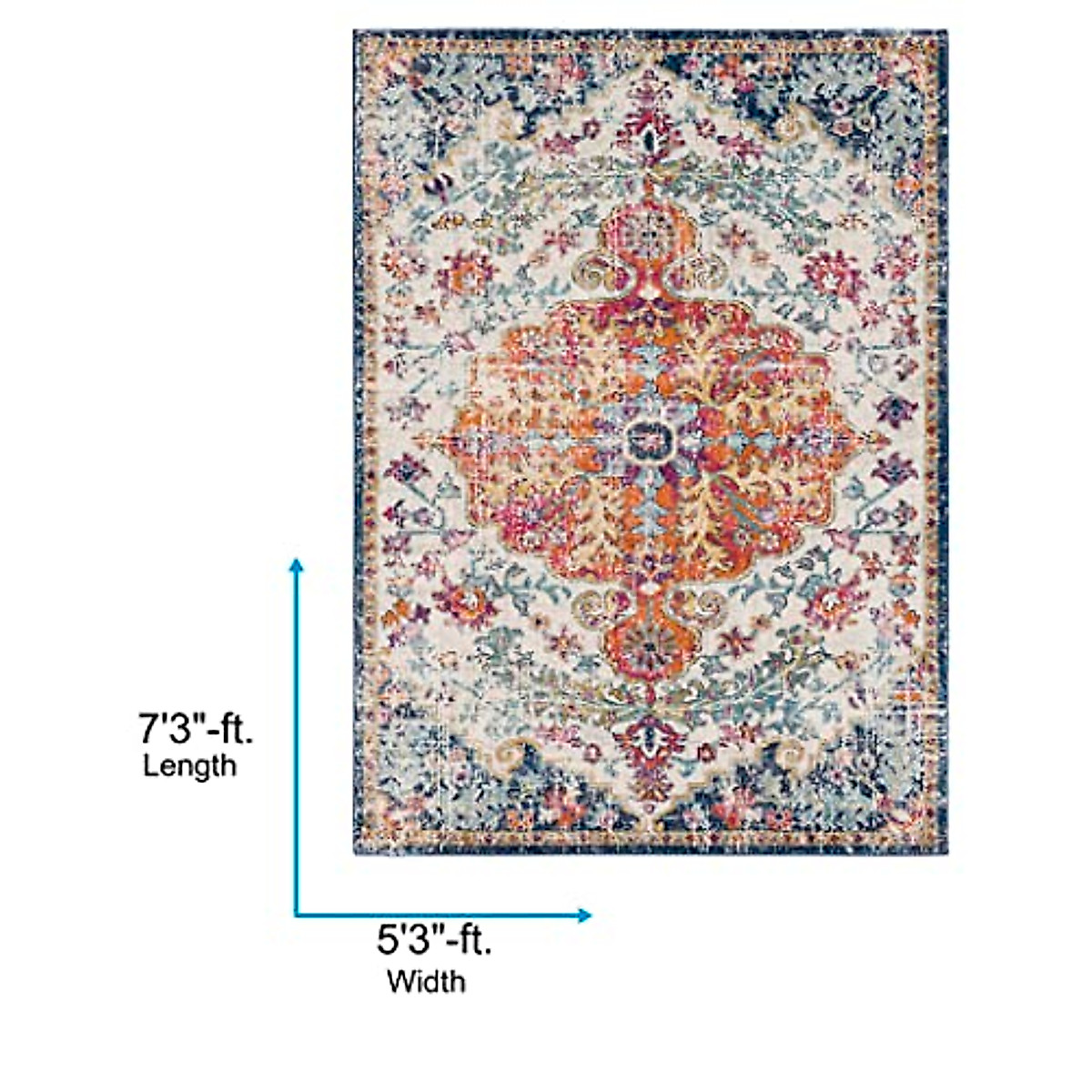 Artistic Weavers Odelia Vintage Bohemian Area Rug,5'3" x 7'3",Orange/Navy