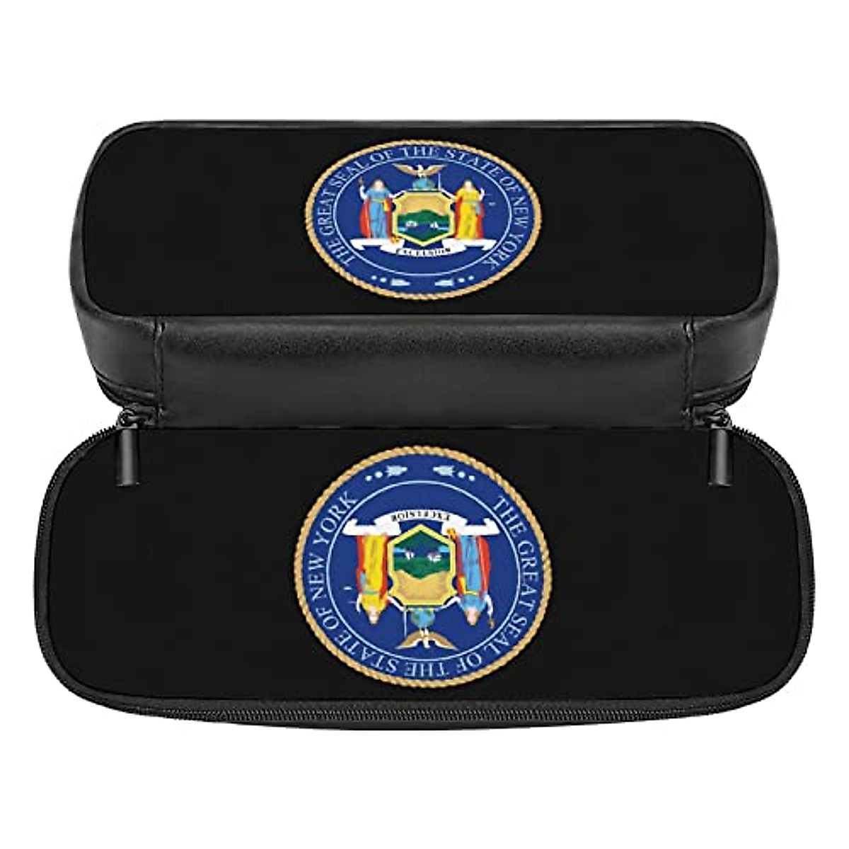 Great Seal of New York State Pencil Case PU Leather Pencil Pen Bag Large Capacity Pen Box Pencil Pouch Makeup Bag with Zip