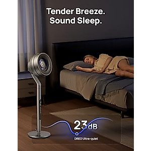 Dreo Pedestal Fan with Smart Control, 40-44" Adjustable Height, DC Quiet Fans for Bedroom, 120°+85° Omni-Directional Oscillating Fan, 100ft Airflow, 10 Speeds, 6 Modes, 12H Timer, 23db, Wi-Fi/Voice