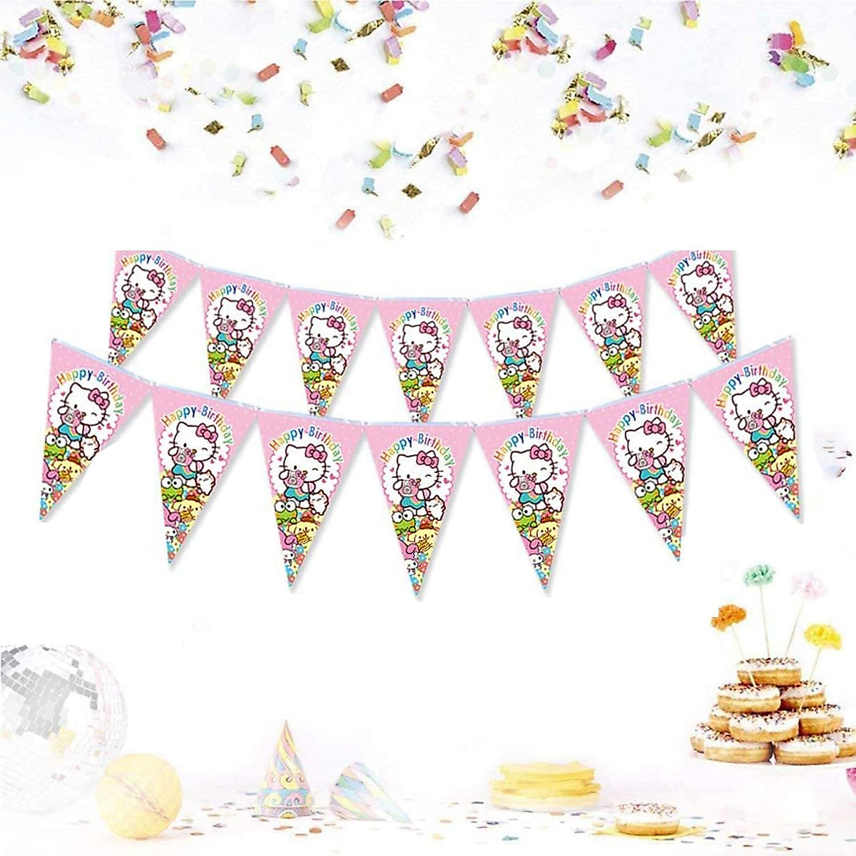 Hanjiejie 53 pcs Kitty Girls birthday party balloons, dinner plates, paper towels,banners, tablecloths,Gift bags,children's tablecloths,baby shower birthday party decorations.