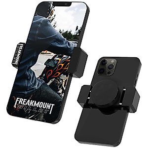 FREAKMOUNT Magnetic Motorcycle Phone Mount - Harley Davidson Accessories - Premium Billet Aluminum Holder for Gas Tank or Any Magnetic Surface, High-Speed Magnets - Fits Most Phones, Black
