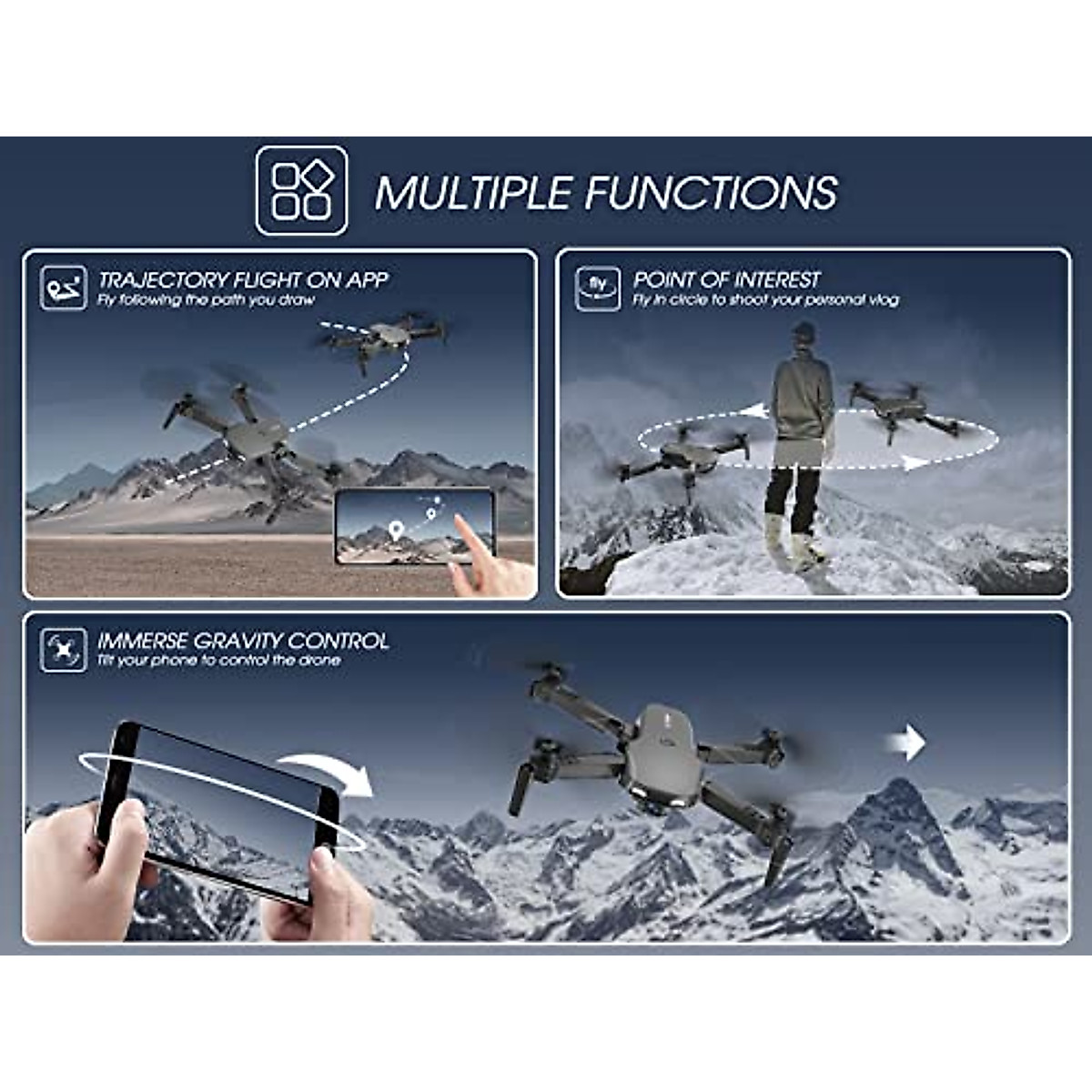 NEHEME NH525 Foldable Drones with 1080P HD Camera for Adults, RC Quadcopter WiFi FPV Live Video, Altitude Hold, Headless Mode, One Key Take Off for Kids or Beginners with 2 Batteries, Upgraded Version