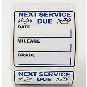 Oil Change Stickers 250 Pcs Per Roll-Service Reminder Stickers-2 inches x 2 inches Premium Clear Stock-Windshield Stickers-Checkered Flag- Peel & Write and Stick with No Residue Car Sticker