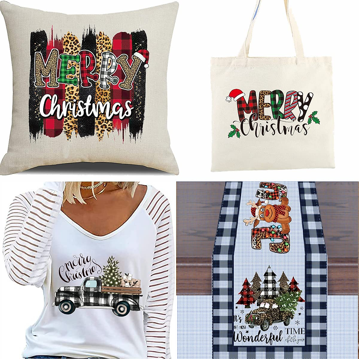 9 Sheets Christmas Iron on Transfers for T-Shirt Christmas Iron on Patches Heat Transfer Design Vinyl Stickers Decals Santa Claus Elk Appliques for Clothing T-Shirts Jackets Hoodies Pillow Covers