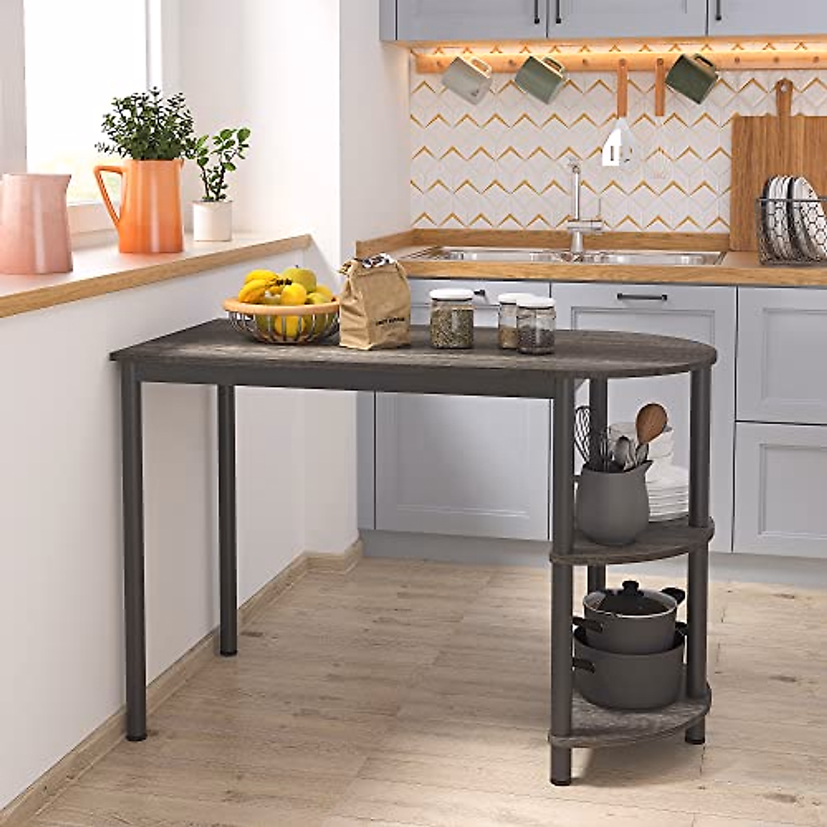 Elephance Small Dining Table/Kitchen Table with Storage, Multifunctioal Workstation Desk for Dining Room, Living Room, Bistro.(Black Oak)