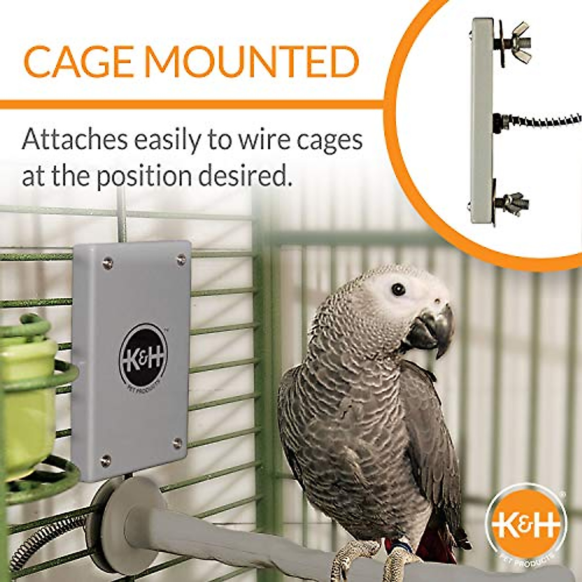 K&H Pet Products Snuggle-Up Bird Warmer, Caged Bird Heater for Small Exotic Birds Like Parakeets or Cockatiels, Bird Heater for Cage - Gray Small 3 X 5 Inches