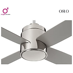 LUZAIRE DESIGN Oxygen 3-101-20 | Oslo 52" Four Blade Modern Ceiling Fan – Polished Nickel Finish | Three Speed Reversible Motor With Optional Remote Control
