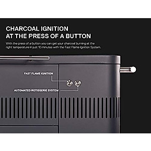 Everdure HUB 54-In. Charcoal Grill with Patented Built-in Rotisserie System & Quick Electric Ignition, Outdoor BBQ Grill, Electric Starter, Adjustable Height, Easy Clean-Up