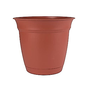 The HC Companies 16 Inch Eclipse Round Planter with Saucer - Indoor Outdoor Plant Pot for Flowers, Vegetables, and Herbs, Clay